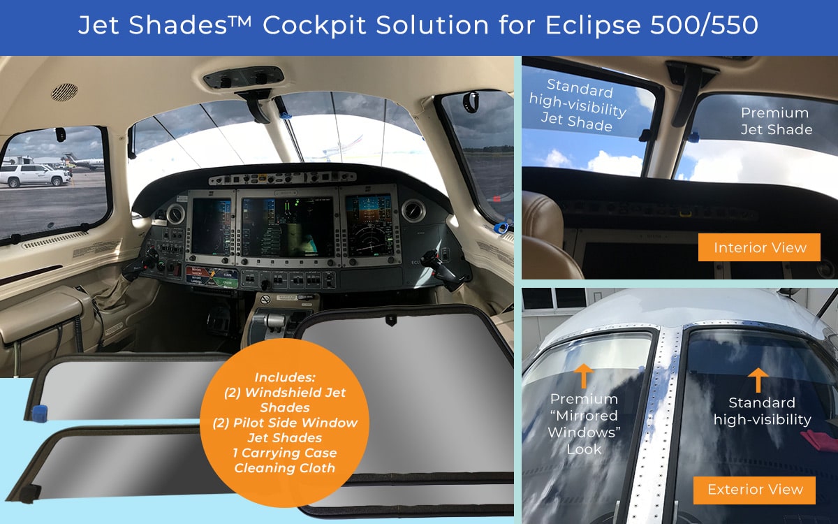 Jet Shades™ Cockpit Solution for Eclipse 500 / 550 – Baron Pilot Shop